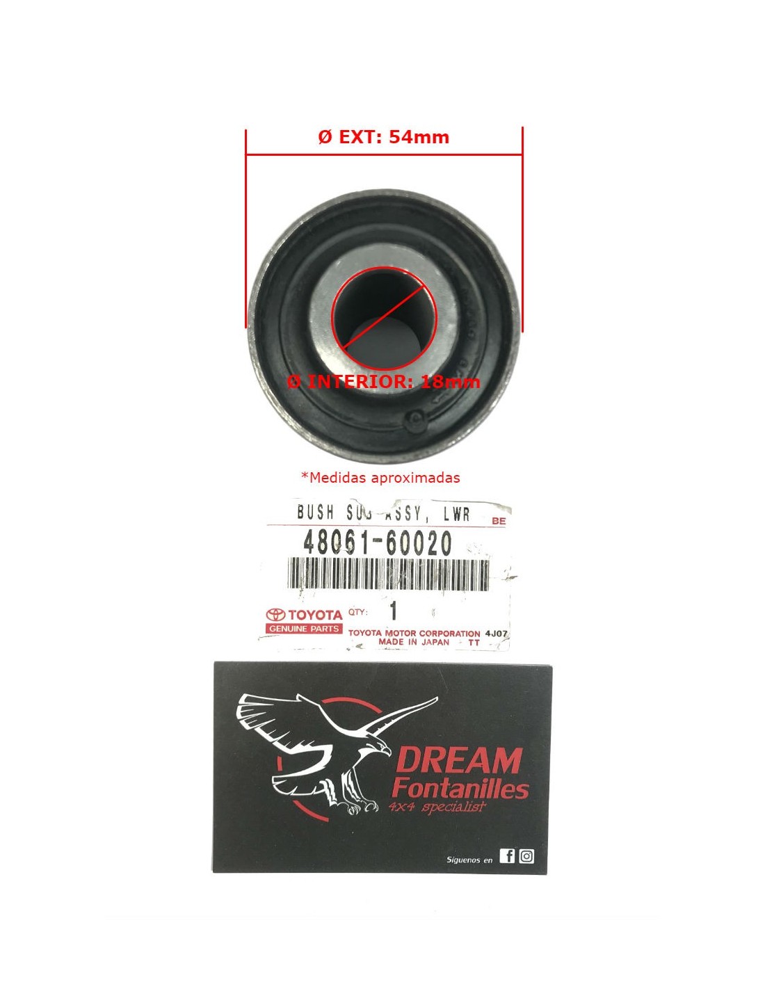 Silentbloc de tirant avant, côté châssis, Pour Toyota Land Cruiser j7 ...