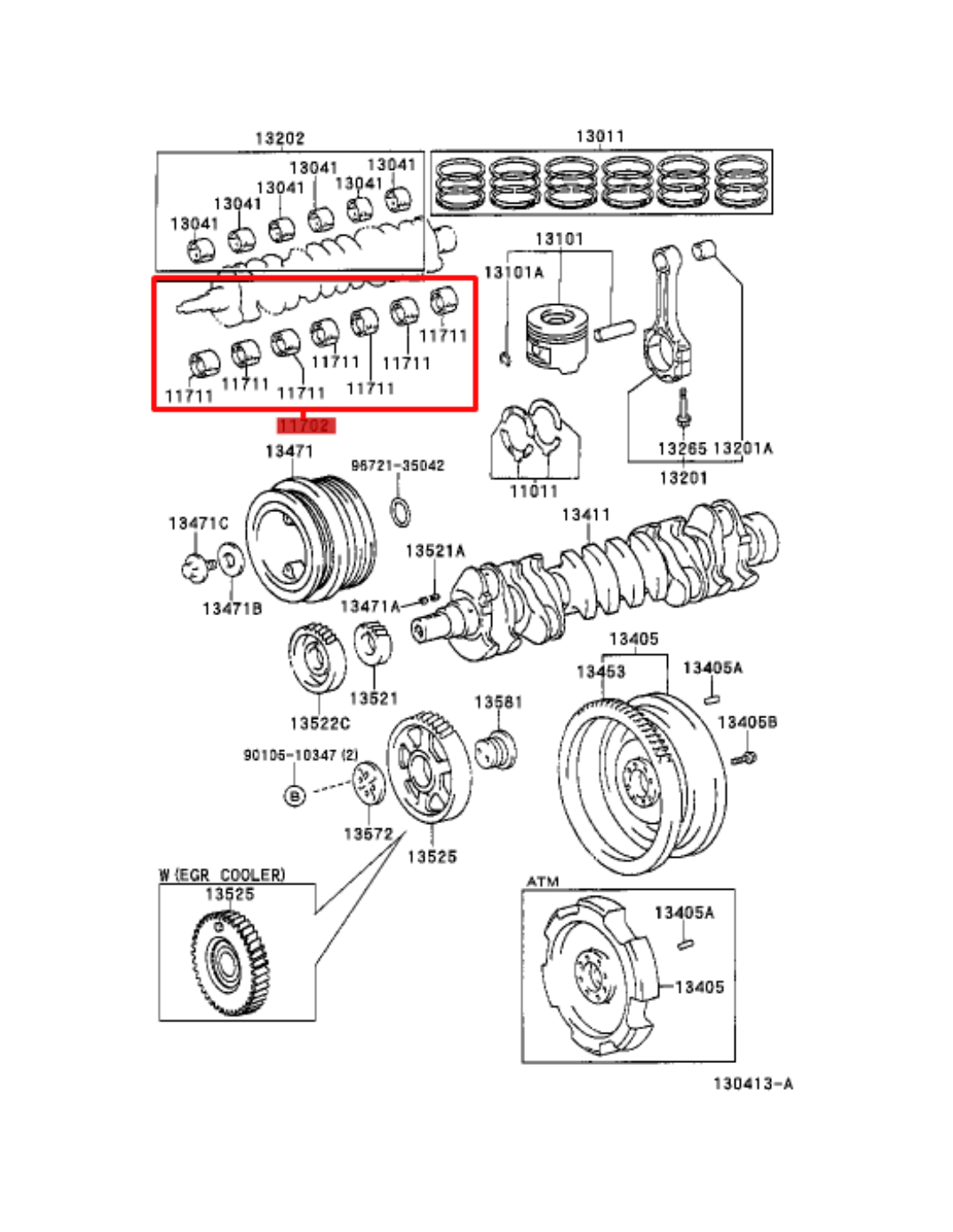 MAIN BEARING SHELLS KIT +50 J10 ORIGINAL TOYOTA LAND CRUISER