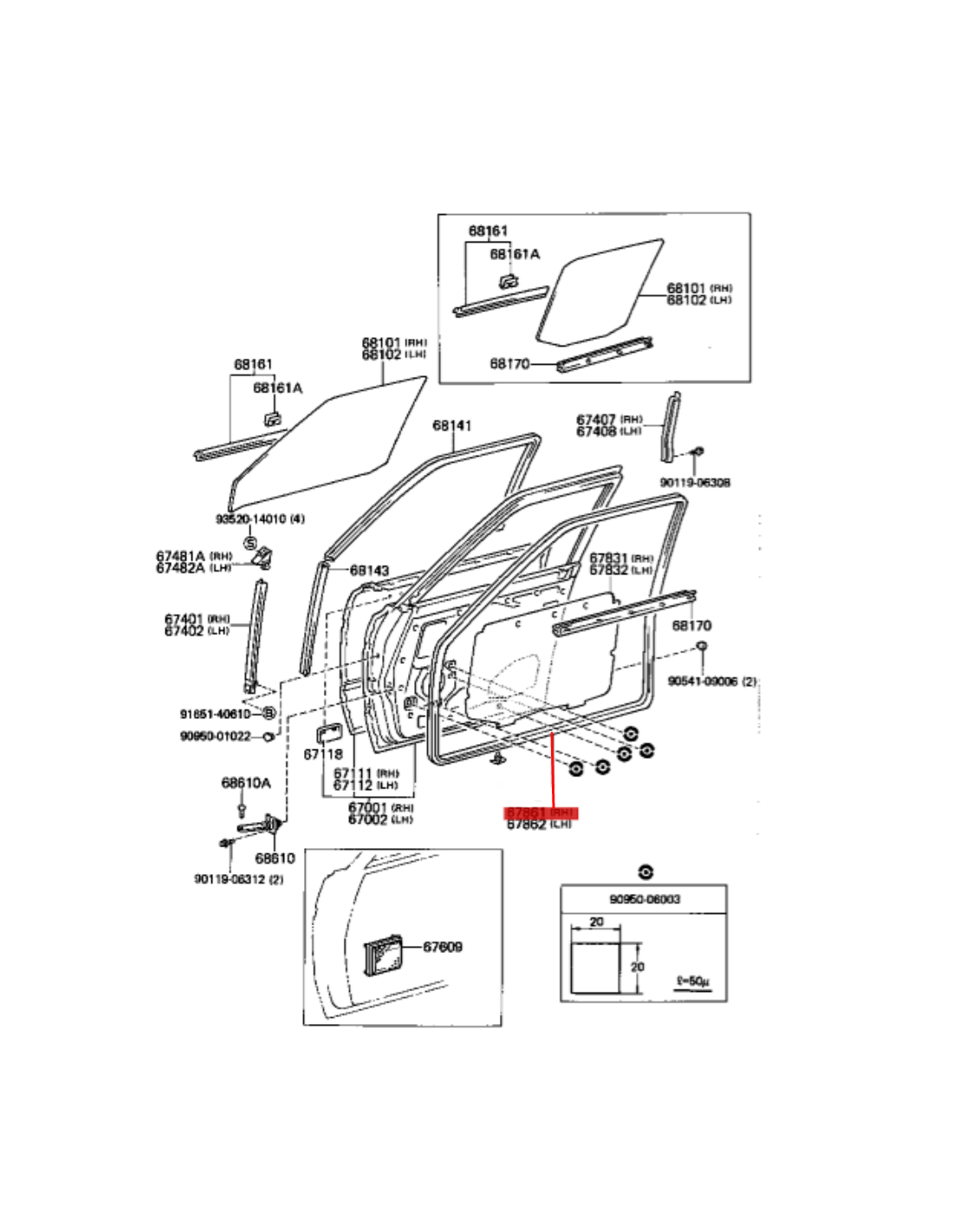 FRONT RIGHT EXTERIOR DOOR HANDLE J6 ORIGINAL TOYOTA LAND CRUISER