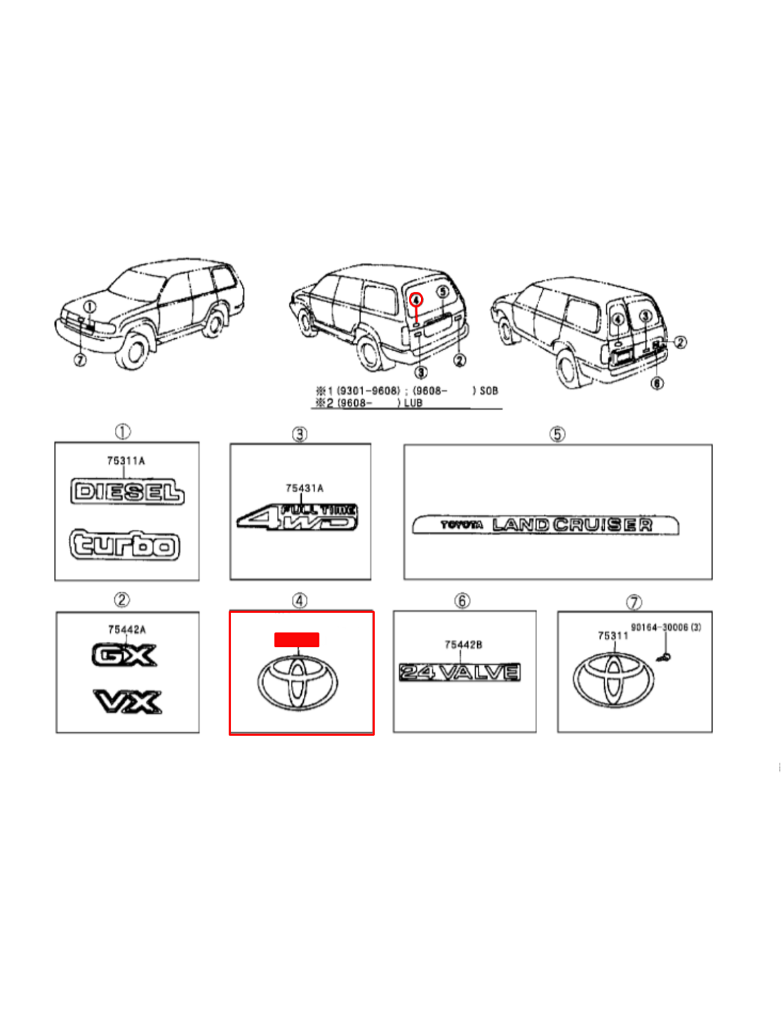 Rear gate emblem for Toyota Land Cruiser J8 "LOGO" - Original Toyota ...