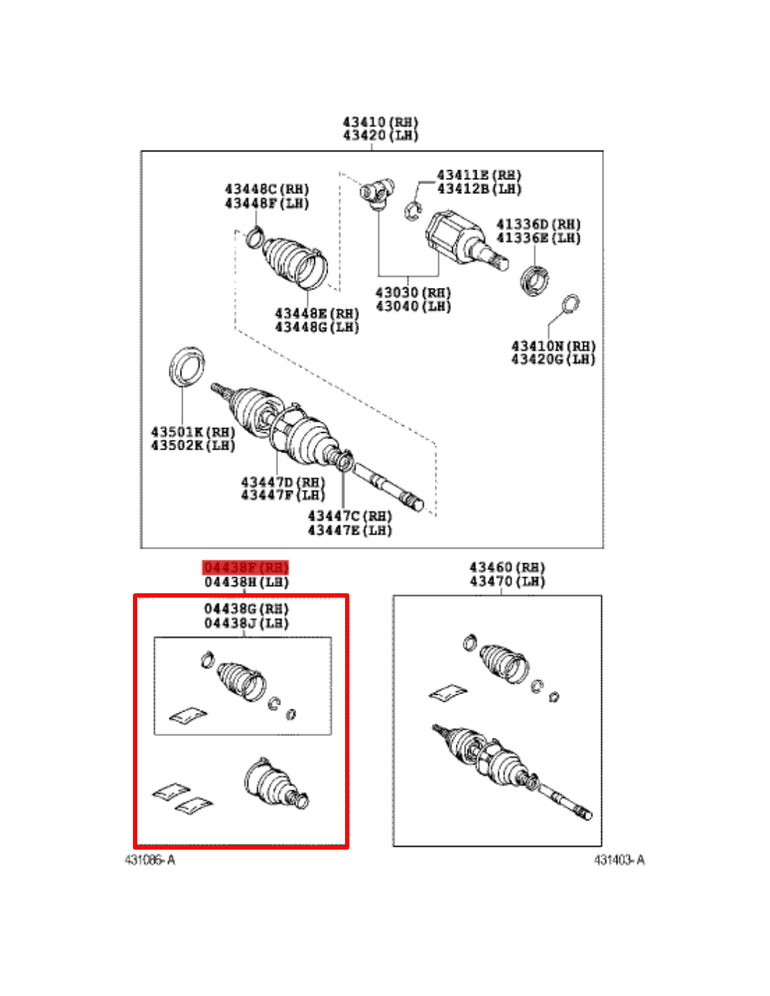 Front axle boot kit for Toyota Hilux Vigo (complete) - Original Toyota ...