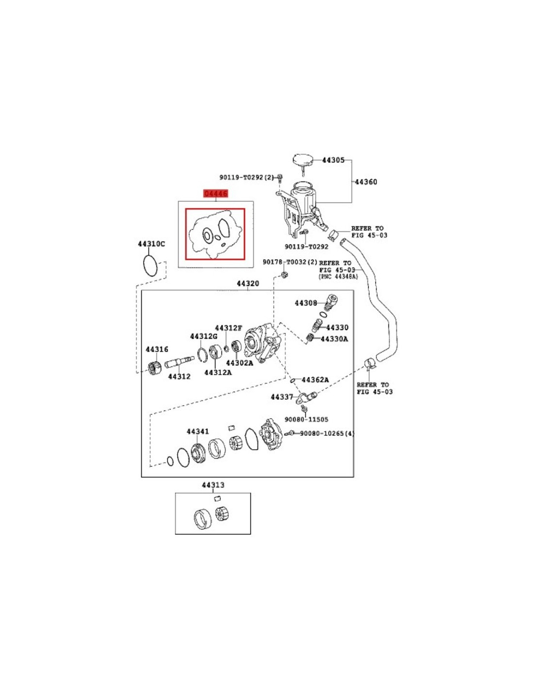 Power steering pump repair kit for Toyota Hilux Vigo - Original Toyota ...