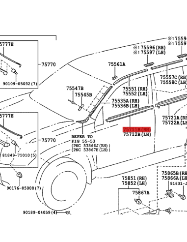Front right door window frame for Toyota Land Cruiser J15 - Original ...