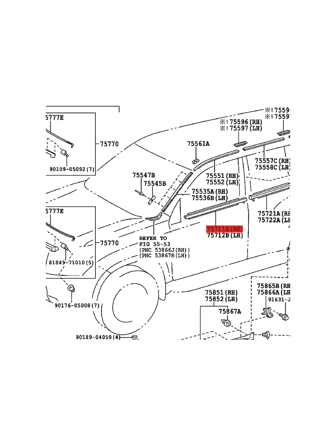 Rahmen Fenster Vordertür rechts für Toyota Land Cruiser J15 - Original ...