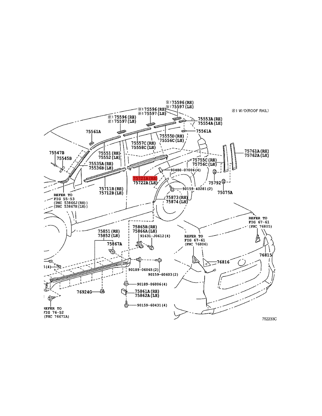 Rahmen für die hintere rechte Tür für den Toyota Land Cruiser J15 ...