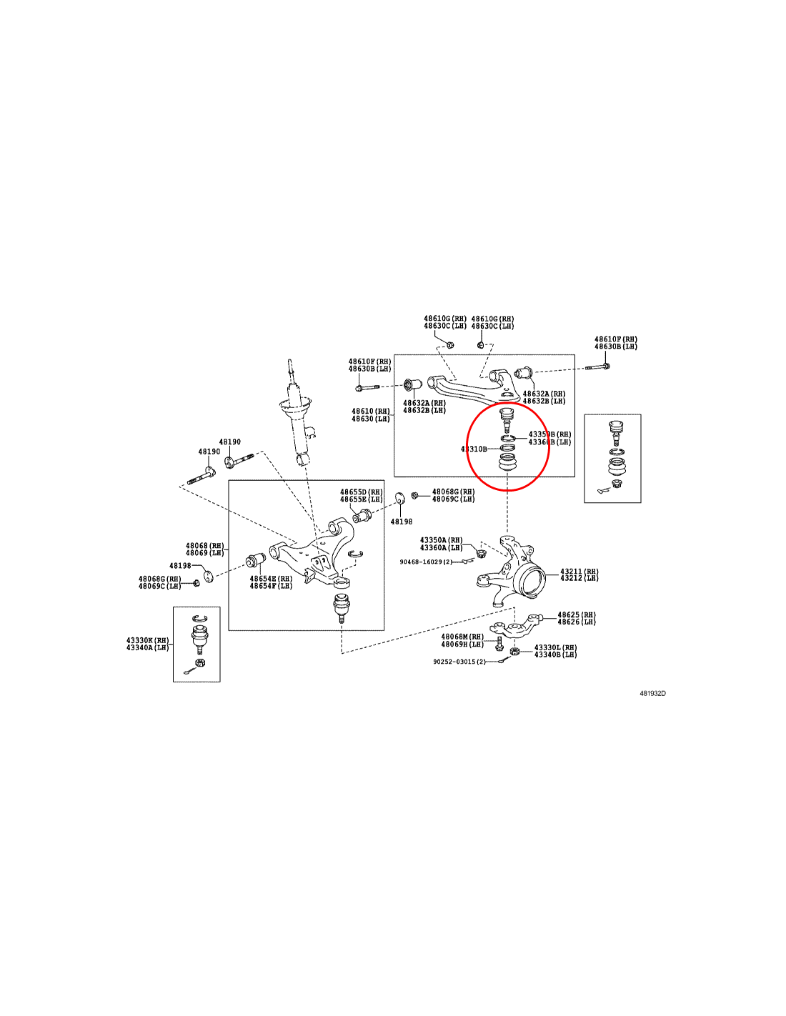 ROTULE TRAPÈZE SUPÉRIEUR AVANT HILUX VIGO/REVO - ORIGINAL TOYOTA LAND ...