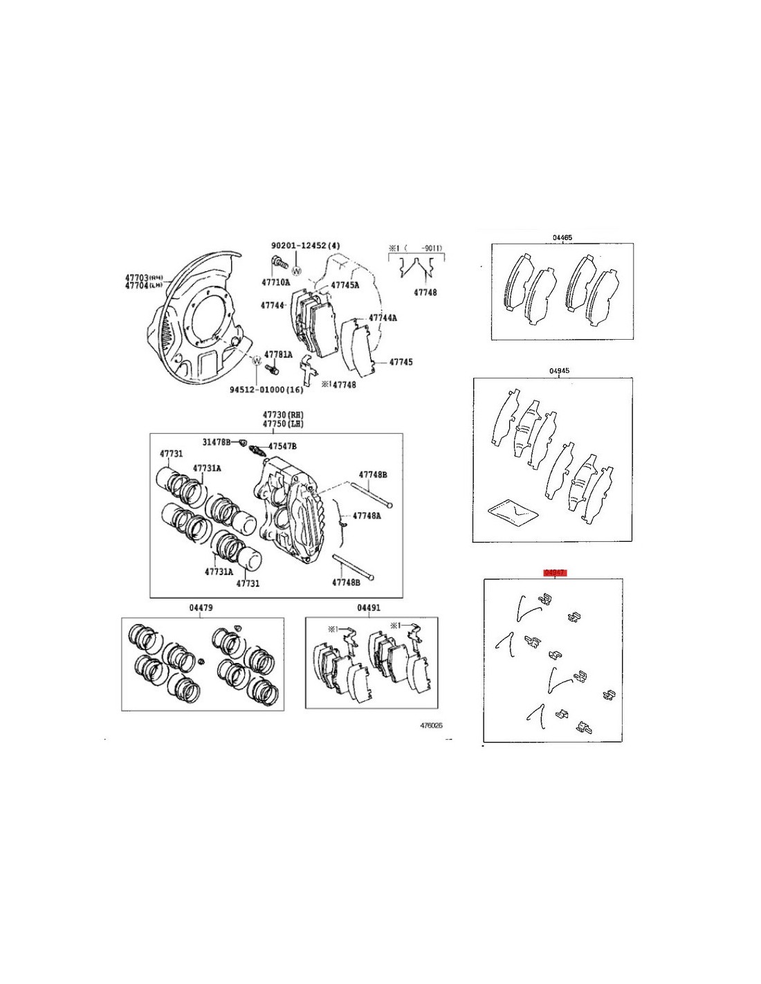 Front clip set of 2 pads for Toyota Land Cruiser J8 / 9 - Original ...