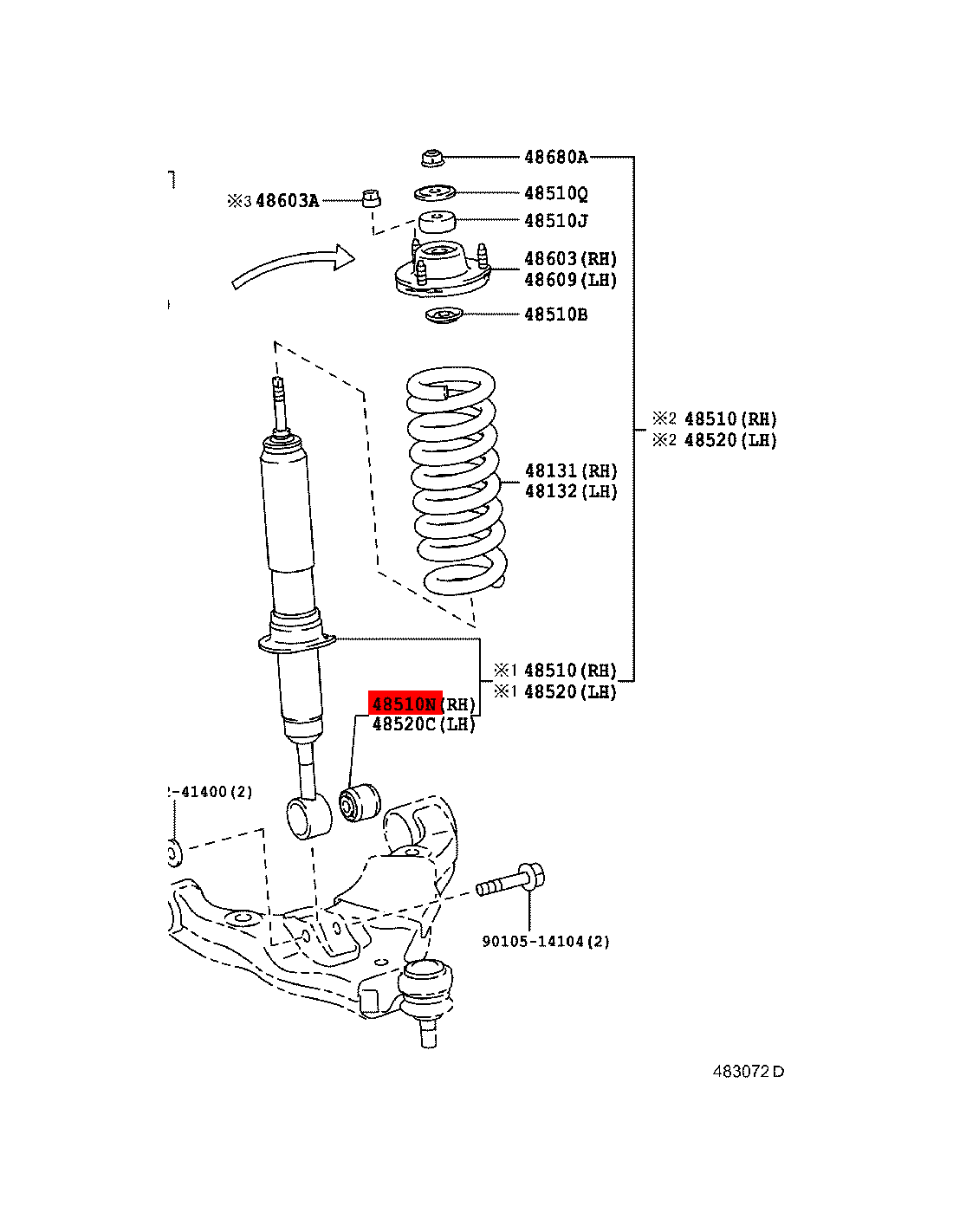 LOWER FRONT SHOCK ABSORBER SILENTBLOCK J15 ORIGINAL TOYOTA LAND CRUISER