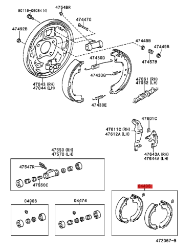 Kit de 4 zapatas freno mano trasero para Toyota RAV4 (2000 A 2002 ...