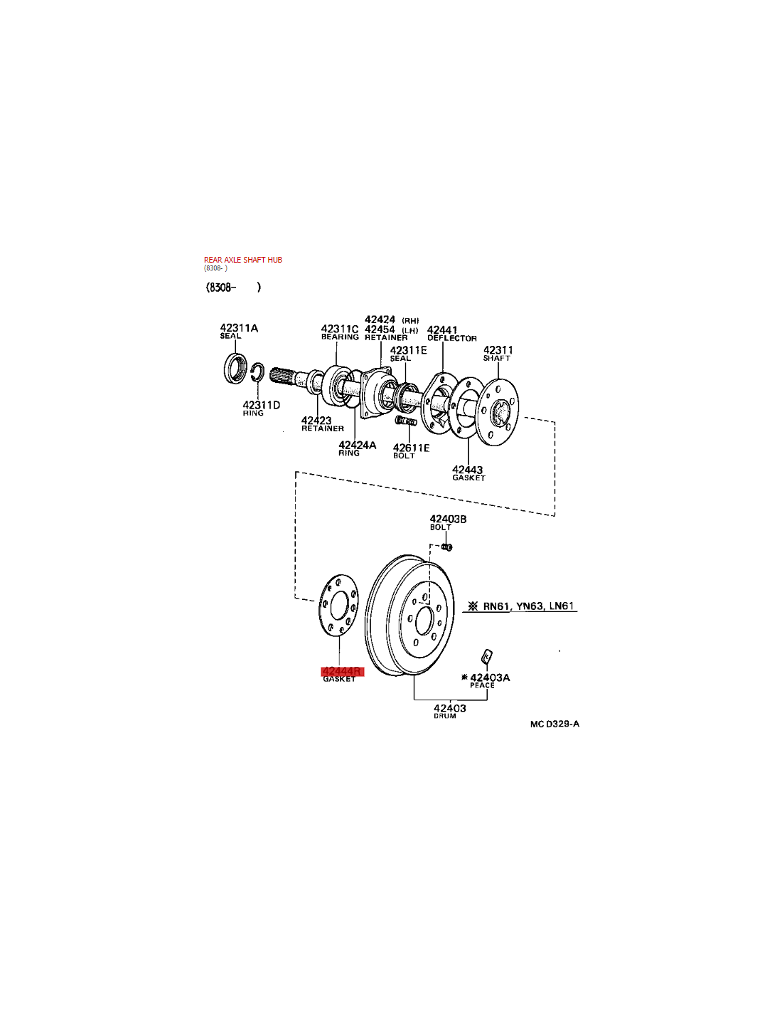 Rear drum hub assembly for Hilux Vigo (posterior 2008) - Original ...
