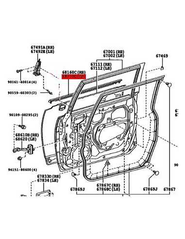 Left front door window frame for Toyota Fj Cruiser - Original Toyota ...