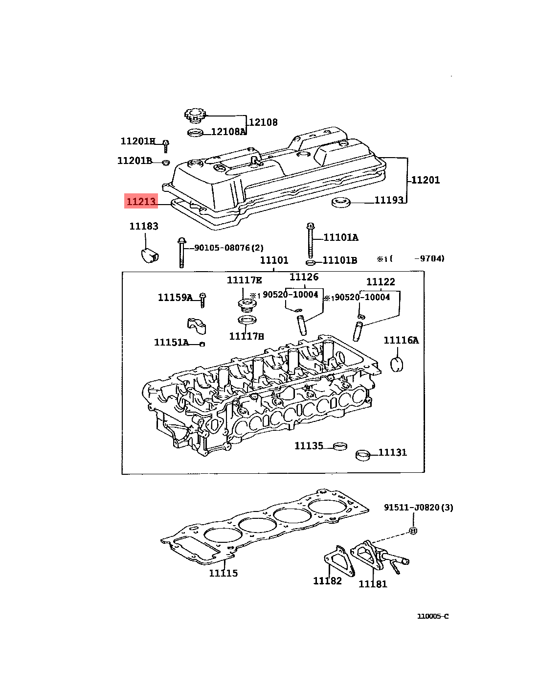 Rocker cover gasket for Toyota Hilux Revo (2gdftv) - Original Toyota ...