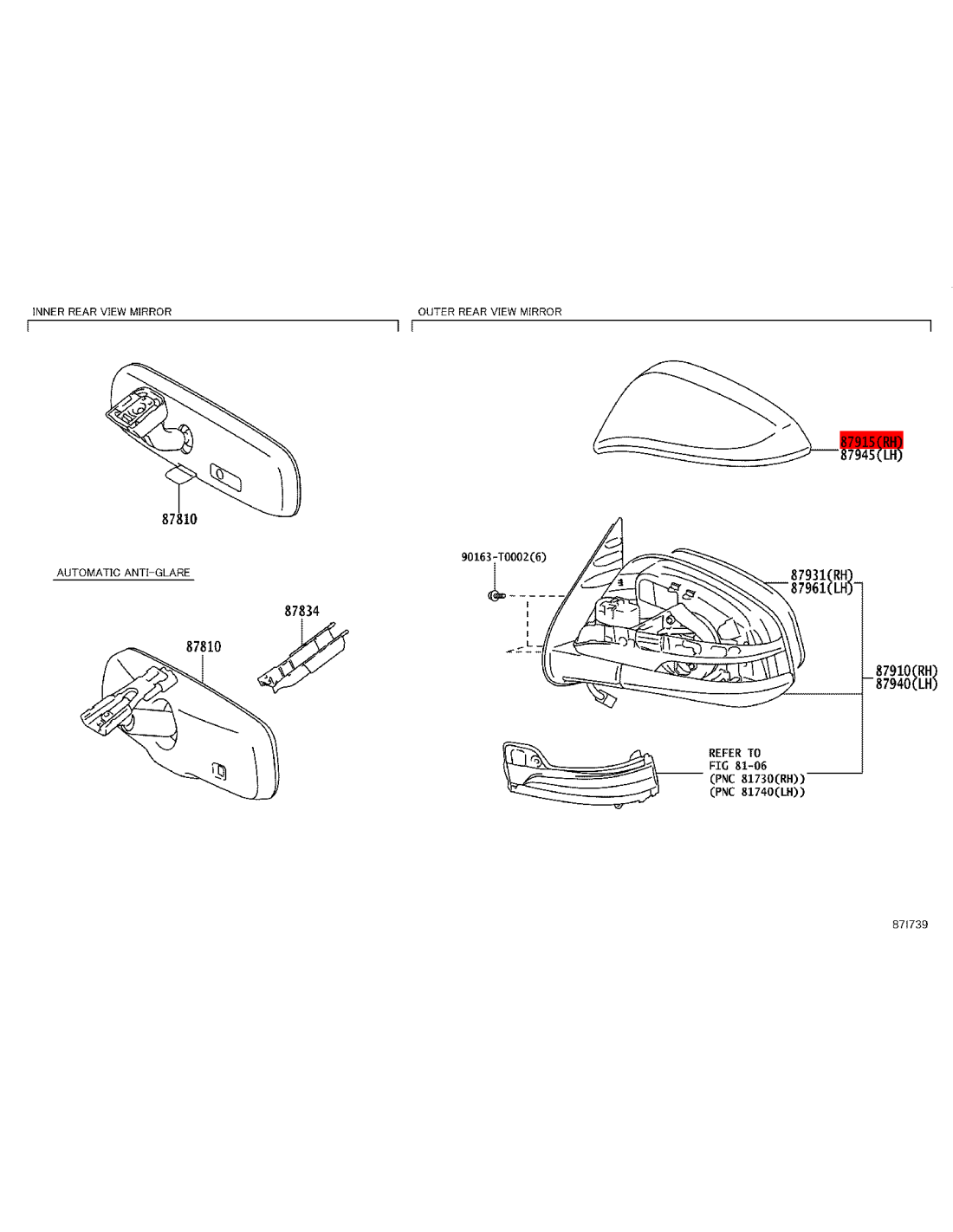 Tapa exterior retrovisor derecho para Toyota Hilux Revo - Original ...