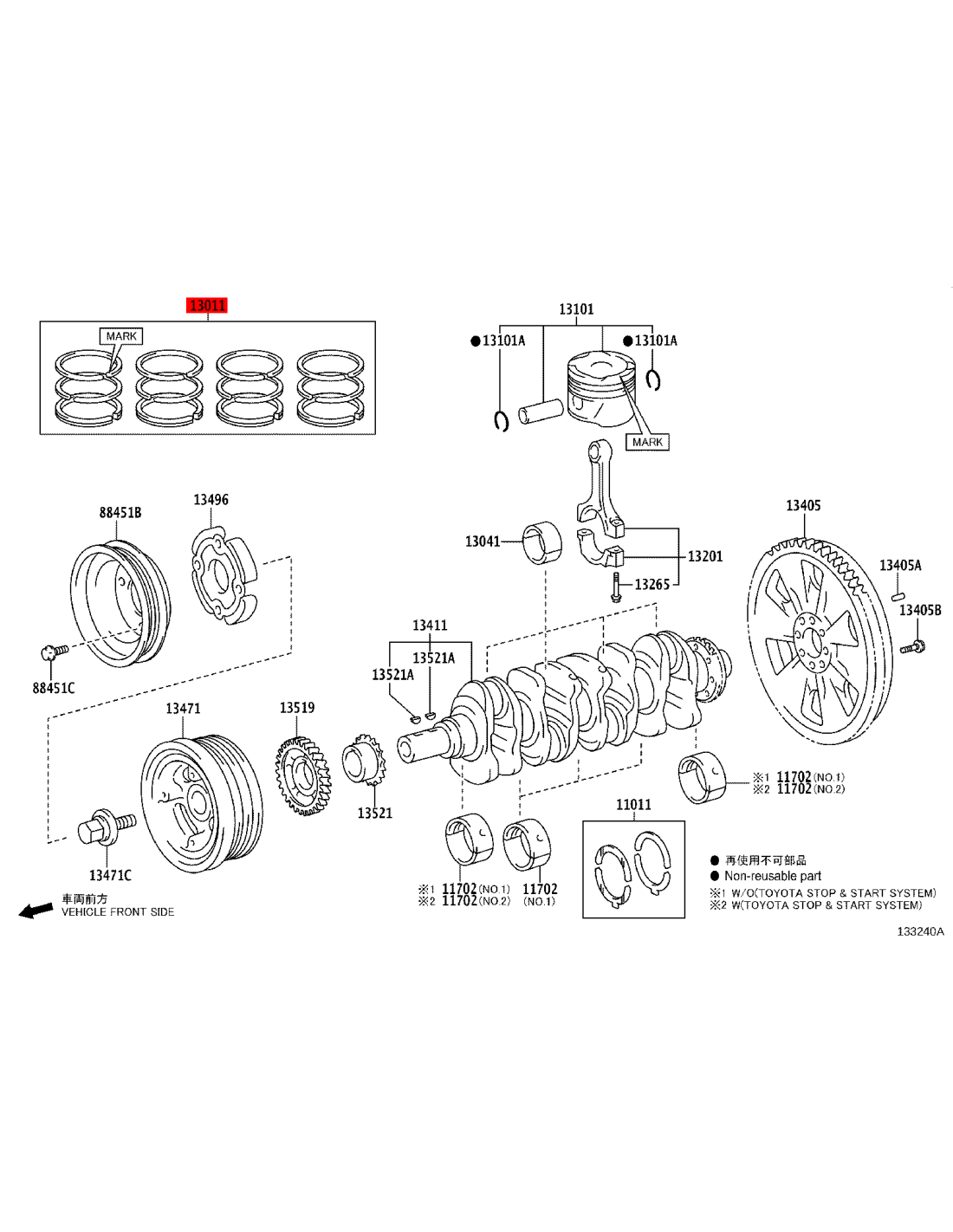 Juego o kit de segmentos, medida estandar, para Toyota Hilux Revo ...