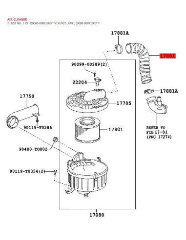 Air filter hose to turbo No.1 For Toyota Land Cruiser J12 - Original ...